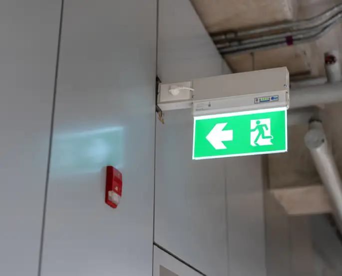 Escape an rescue route signs, Brandschutz Service Berlin
